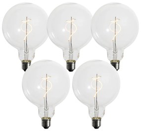 Sada 5 stmívatelných LED žárovek s vláknem ve spirále E27 G125 4W 270LM 2200K