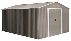 Riwall PRO RMSA 12x10 Brown zahradní domek kovový 3 x 3,7 m se sedlovou střechou hnědý