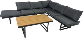 Zahradní set, černá/tmavě šedá/přírodní, ILARIA