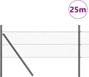 Hexagonální kotvení plotu 25 x 0,4 m Ocel potažená PVC Šedá 3352799