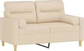 2místná pohovka s polštáři krémová 120 cm textil 3200815