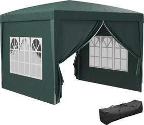 Pavilon Outsunny cca 3x3m, voděodolný stabilní zimní skládací pavilon, UV ochrana 50+, skládací párty stan s 4 bočními panely, taška pro zahradní pavi
