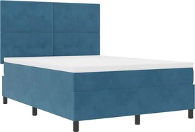 Postel s boxspringem s čelo Tmavě modrá 160 x 200 cm samet 3339846