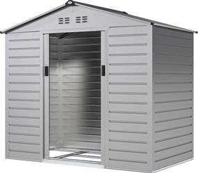 Outsunny Kůlna na nářadí z pozinkované oceli 2,43 m² 213x131x192 cm Snadná montáž zahradní kůlna s šikmou střechou, zamykatelné posuvné dveře, odolný