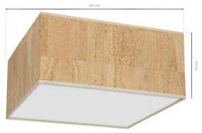 Stropní svítidlo Cork Square, 1x korkové stínítko, (bílé plexisklo), (40cm)