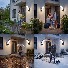 Toolight Toolight, JNH032-GM, venkovní LED nástěnné svítidlo se snímačem pohybu, 12 W, IP44, černá, OSW-56226