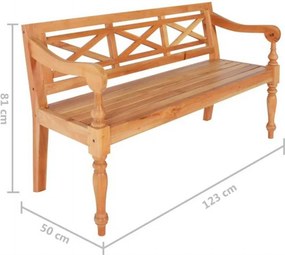 Lavice Batavia 123 cm masivní mahagon světle hnědá 337078