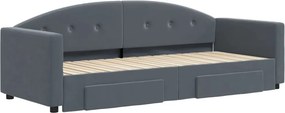 Válenda s přistýlkou a zásuvkami tmavě šedá 80 x 200 cm samet 3197343