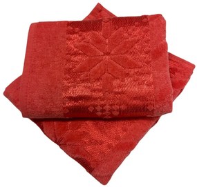 Žakárový froté ručník červený hviezdička 50x90cm TiaHome
