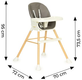 Dětská jídelní židlička 2v1 ECOTOYS NUDE