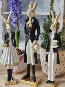 Dekorace králík elegán v černém fraku s kloboukem - 9*7*34 cm