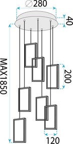 Toolight Závěsné moderní LED osvětlení Rectangle D106 LHJ089-7CP černé