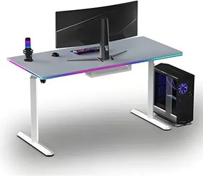 ULTRADESK Quest bílá šedá / Herní stůl / 140 x 70 cm / 72-120 cm / ele