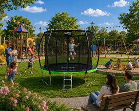 TRENDIE Trampolína s vnitřní sítí 252 cm zelená + žebřík