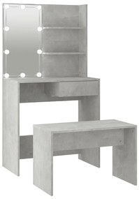 Toaletní stolek sada s LED betonově šedý kompozitní dřevo - Default Title