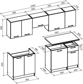 Kuchyňská linka Daria 240, dub kraft / antracit