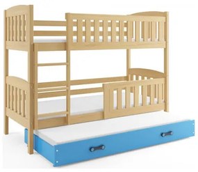 Dětská patrová postel KUBUS s výsuvnou postelí 90x200 cm - borovice Modrá