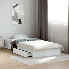 Rám postele se zásuvkami bílý 100 x 200 cm kompozitní dřevo 3280671