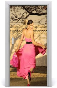 Fototapeta na dveře lidé žena růžová 85x205 cm