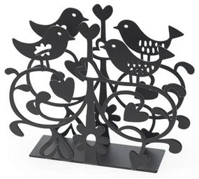 Držák na ubrousky Love birds black 13,5x15x4, Bengt &amp; Lotta Švédsko Černá