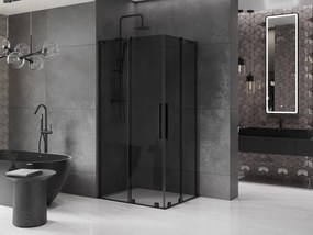 Mexen Velar L Duo, sprchový kout s posuvnými dveřmi 100 x 90 cm, 8mm šedé sklo, černá matná, 871-100-090-02-43-70