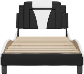 Rám postele Viana bez matrace černý a bílý 80 x 200 cm umělá kůže 3208059