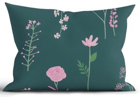 MK Lůžkoviny Bavlněný povlak na polštář Renforcé 50 x 70 cm - Vlčí máky tmavě zelené