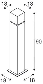 SLV 1000346 Square Pole, venkovní sloupkové svítidlo z nerezu, 1x20W E27, výška 90cm, IP44