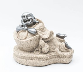 Milujeme Kameny Buddha bohatství ležící na ingotu - soška Feng shui - písková