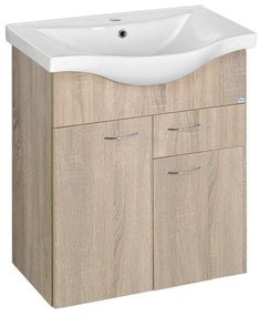 Aqualine Keramia Fresh - Umyvadlová skříňka 60x74x34 cm, dub platin 50066