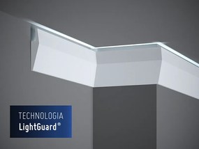 Stropní LED osvětlovací lišta, NEPŘÍMÉ OSVĚTLENÍ, tvrdý plast PolyForce (HD Polymer), základní bílý nátěr (přetíratelný), 100 x 23 x 2000 mm