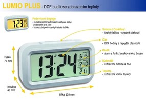 Rádiem řízený digitální budík s možností podsvícení TFA 60.2553.02 LUMIO PLUS - barva bílá