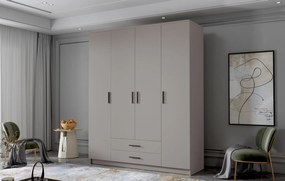 Šatní skříň ADA I 160 cm - béžová/černé úchytky