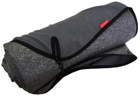 Softshellová pikniková deka - šedá melange s černým lemem Rozměr mix: 145x200 cm - velká  s popruhem