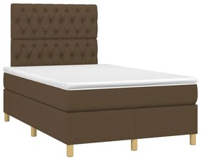 vidaXL Box spring postel s matrací tmavě hnědá 120x190 cm textil