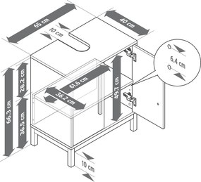 Tchibo - Skříňka pod umyvadlo »Eklund« - barva: šedá
