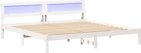 Rám postele s čelo Bílá 200 x 200 cm Masivní borové dřevo 3385746