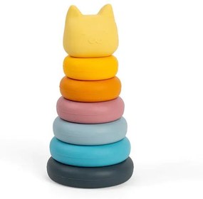 Bigjigs Toys Silikonová stohovací věž Kočka