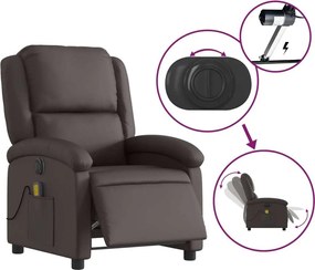 vidaXL Elektrické masážní polohovací křeslo pravá kůže [3204259] Barva: Šedá