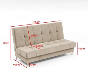 Eka Pohovka NOTTI, 200 cm Barva látky: Černá (Poso 135)