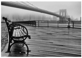 Fototapeta - A Foggy Day on the Brooklyn Bridge