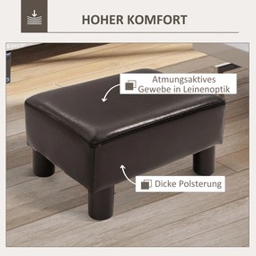 HOMCOM Taburet na nohy, obdélníkový otoman, podnožka, imitace kůže, do 100 kg, do obývacího pokoje, káva