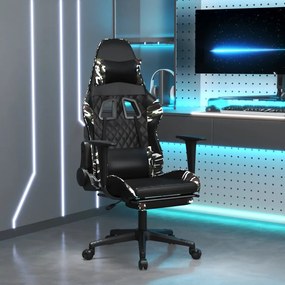 Masážní herní židle s podnožkou černá a maskáčová umělá kůže,  345532