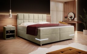 K&M postele Boxspring postel MILANO bez úložného prostoru s LED Velikost postele: 140 × 200 cm, Výběr matrace: Taštičková zónová matrace - měkká (70–…