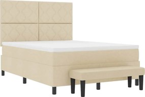 Postel s boxspringem s čelo Krémová 160 x 200 cm textil 3344161