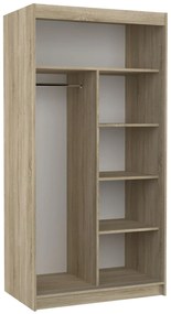 Šatní skříň s posuvnými dveřmi Nordic - 100 cm Barva: Bílá/dub Sonoma