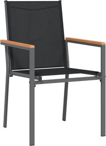 9dílný zahradní jídelní set černý textilen a ocel 3187048