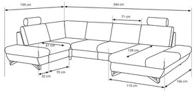 Sedací souprava AVESTA IV | 199x344x166 cm | rozkládací + 2x úložný prostor | VÝBĚR TKANIN