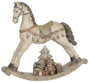 Béžová antik dekorace houpací koník Rocking Horse - 29*6*27 cm