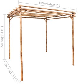 vidaXL Pergola bambus 170 x 170 x 220 cm